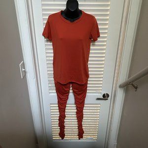 Pants & Jumpsuits | Womens Rust Colored Twopiece Stacked Pants Set Size ...